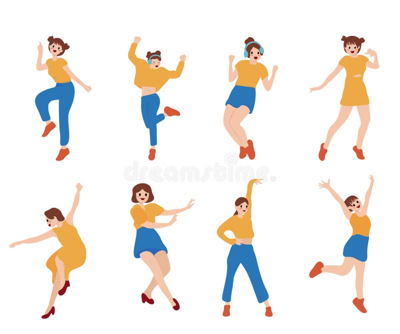 Dancing Element Cartoon Fun Celebrating People Stock Vector ...