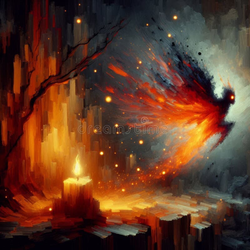 Dancing Ember Sprite in Deep Reds Stock Illustration - Illustration of ...