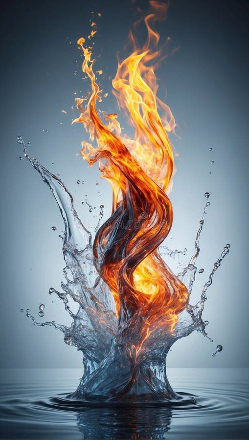 Dancing Fire Flame with Water Splash. Mobile Wallpaper Background Stock ...