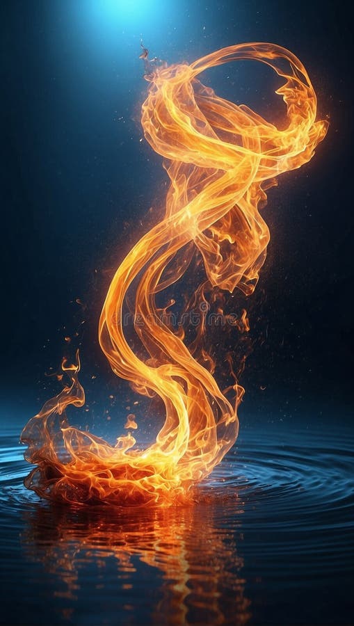 Dancing Fire Flame with Water Splash. Mobile Wallpaper Background Stock ...