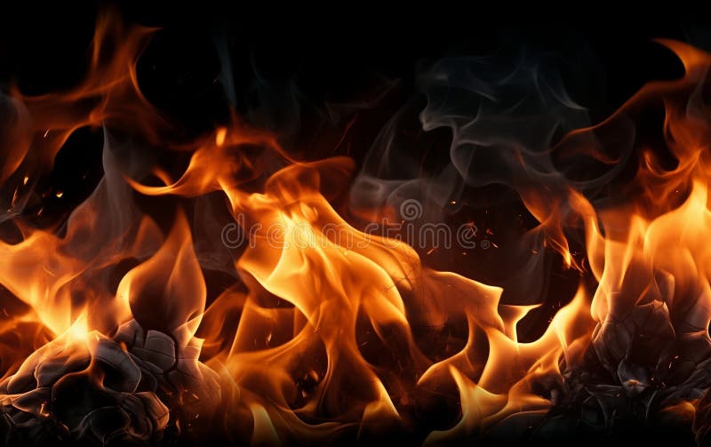 Dancing Firelight Flames Illuminate the Darkness. Generative AI Stock ...