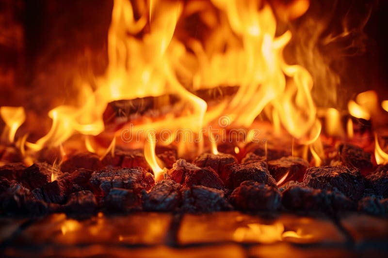 Dancing Flames in the Fireplace Stock Illustration - Illustration of ...