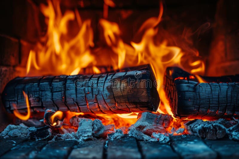 Dancing Flames in the Fireplace Stock Illustration - Illustration of ...