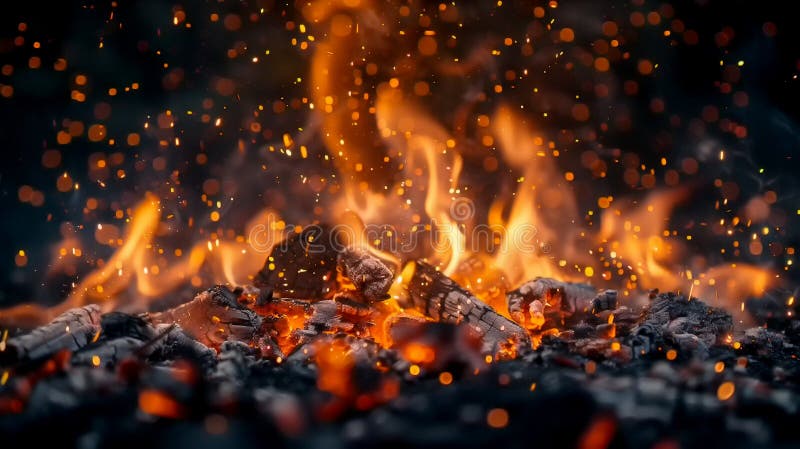 Dancing Flames and Glowing Embers Create a Mesmerizing Fire in a ...