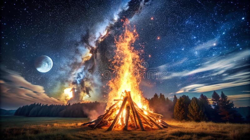 Dancing Flames: a Samhain Bonfire AI Generated Stock Illustration ...