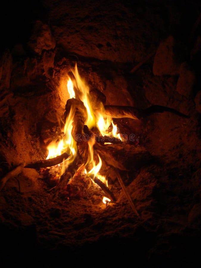 Dancing Flames from Small Fire Shooting by Night Amazing View Stock ...