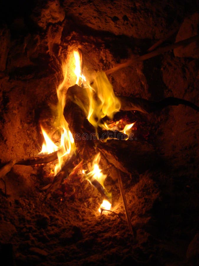 Dancing Flames from Small Fire Shooting by Night Amazing View Stock ...