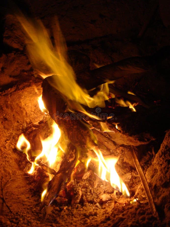 Dancing Flames from Small Fire Shooting by Night Amazing View Stock ...
