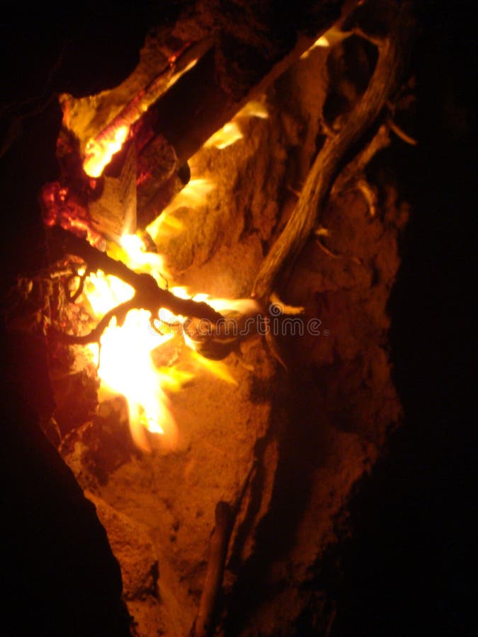 Dancing Flames from Small Fire Shooting by Night Amazing View Stock ...