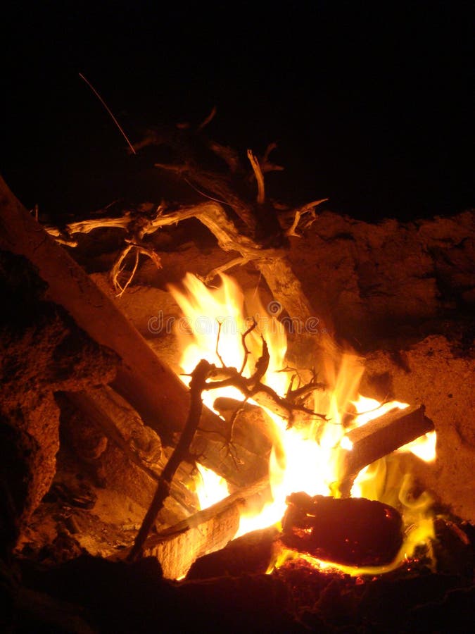Dancing Flames from Small Fire Shooting by Night Amazing View Stock ...