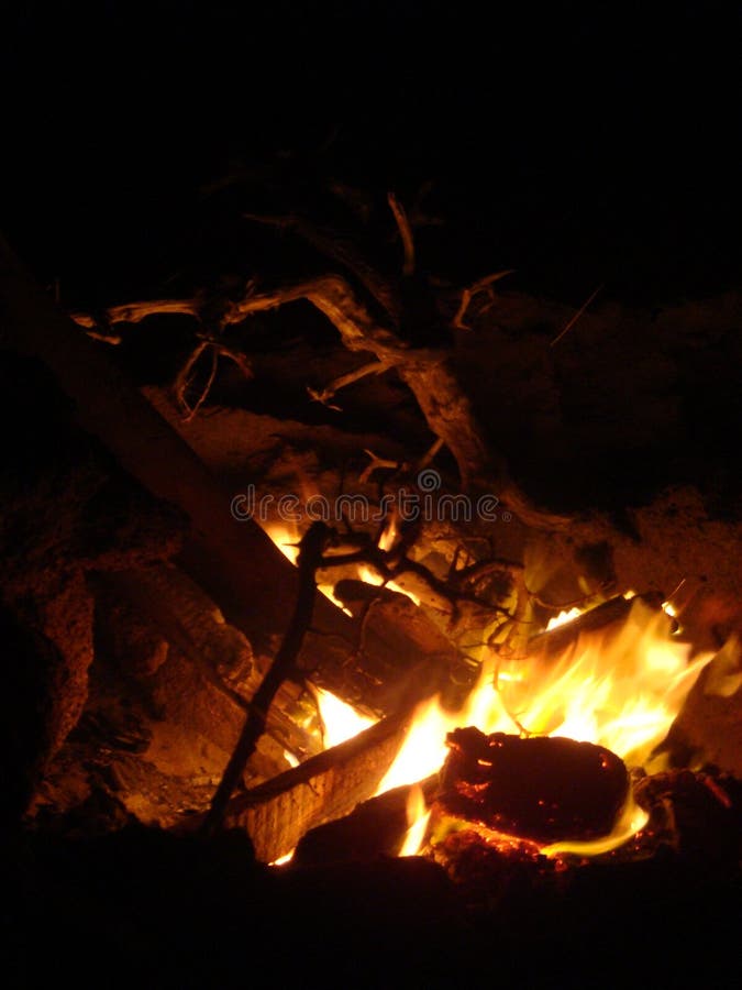 Dancing Flames from Small Fire Shooting by Night Amazing View Stock ...
