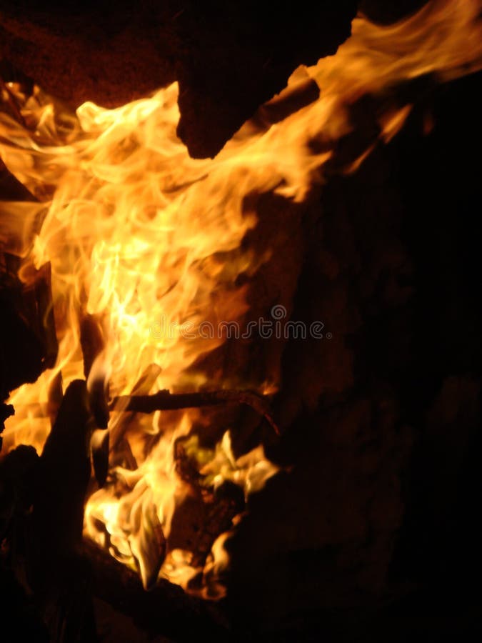Dancing Flames from Small Fire Shooting by Night Amazing View Stock ...