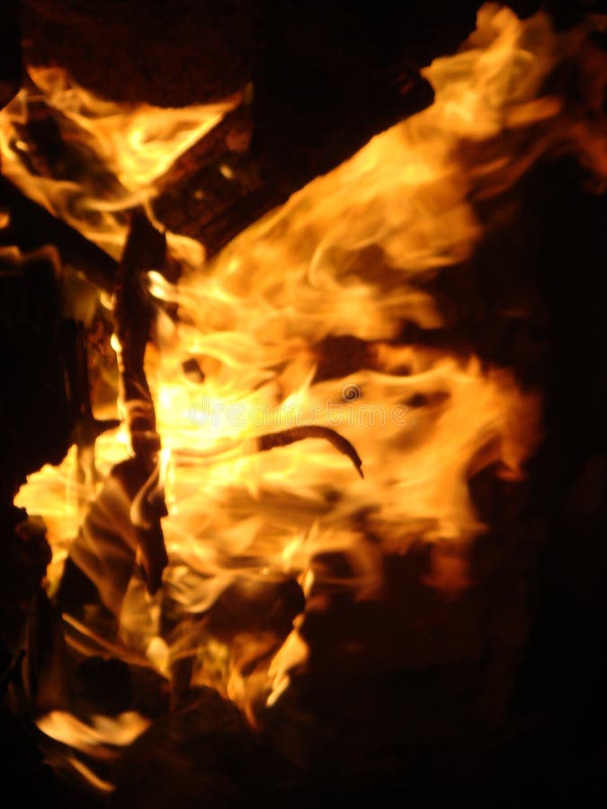 Dancing Flames from Small Fire Shooting by Night Amazing View Stock ...