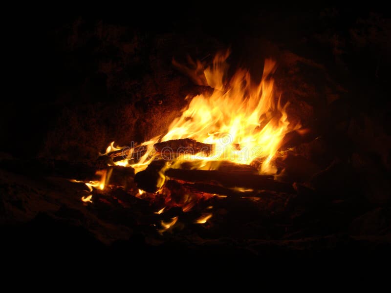 Dancing Flames from Small Fire Shooting by Night Amazing View Stock ...