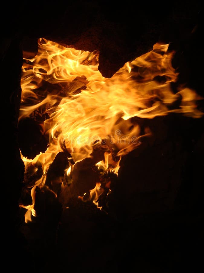 Dancing Flames from Small Fire Shooting by Night Amazing View Stock ...