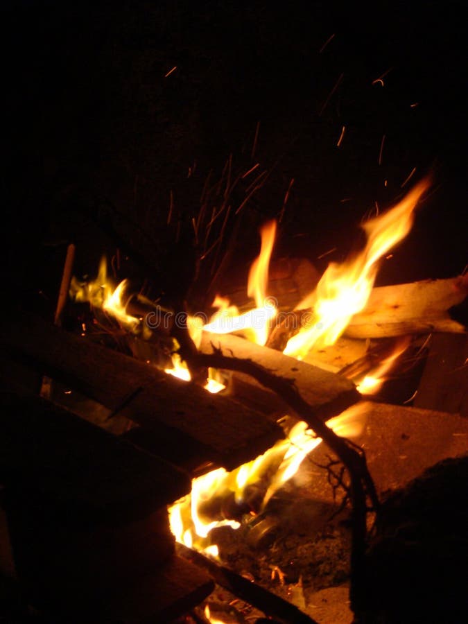 Dancing Flames from Small Fire Shooting by Night Amazing View Stock ...