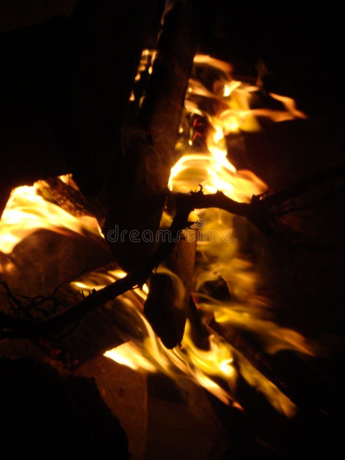 Dancing Flames from Small Fire Shooting by Night Amazing View Stock ...