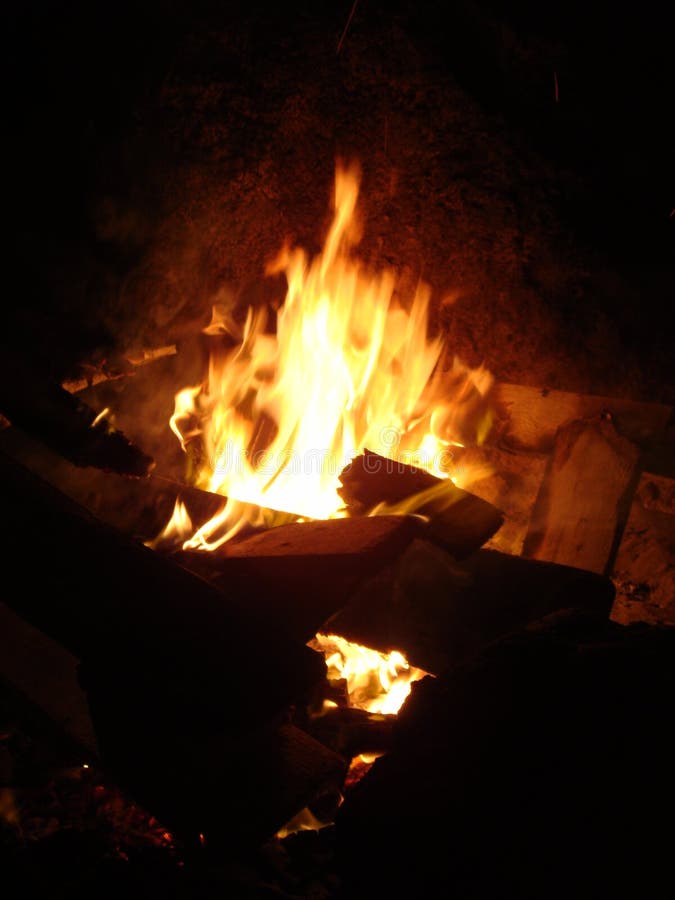 Dancing Flames from Small Fire Shooting by Night Amazing View Stock ...
