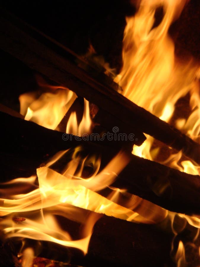 Dancing Flames from Small Fire Shooting by Night Amazing View Stock ...