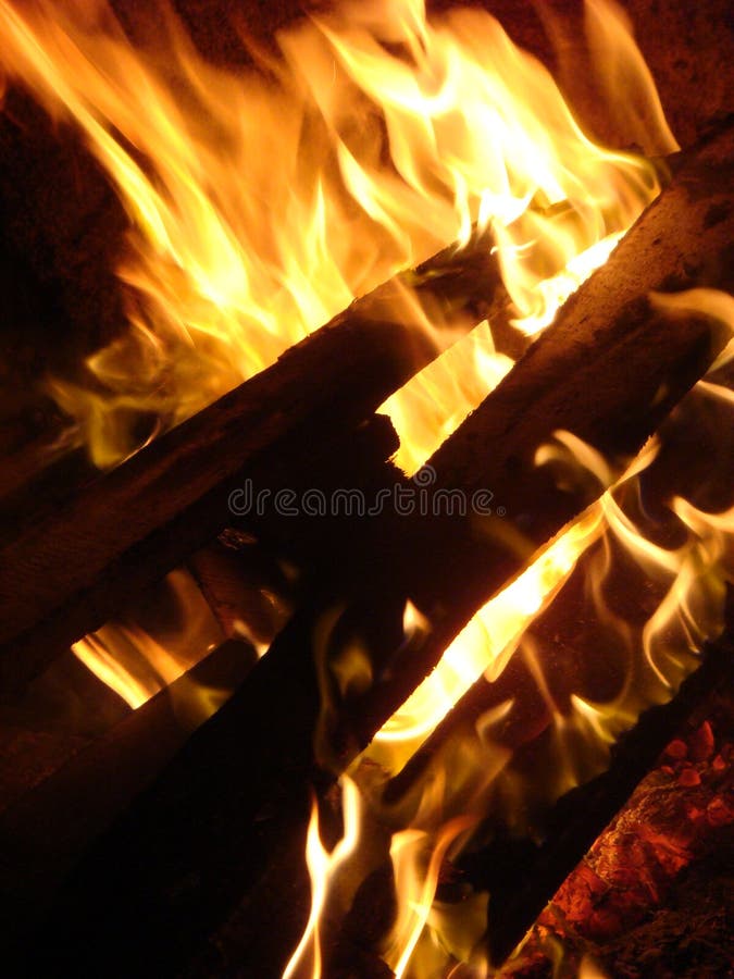 Dancing Flames from Small Fire Shooting by Night Amazing View Stock ...