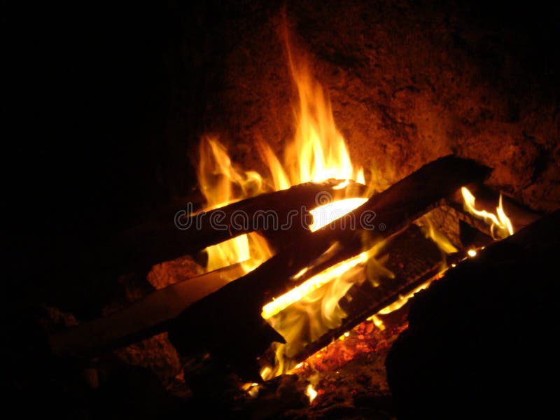 Dancing Flames from Small Fire Shooting by Night Amazing View Stock ...