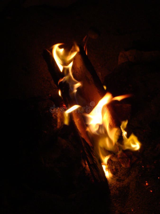 Dancing Flames from Small Fire Shooting by Night Amazing View Stock ...