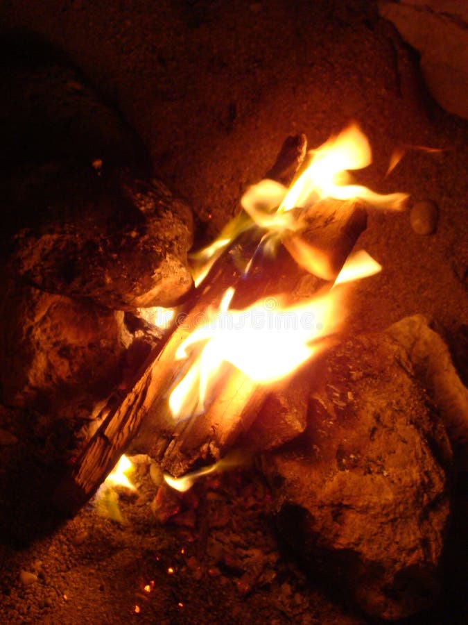 Dancing Flames from Small Fire Shooting by Night Amazing View Stock ...