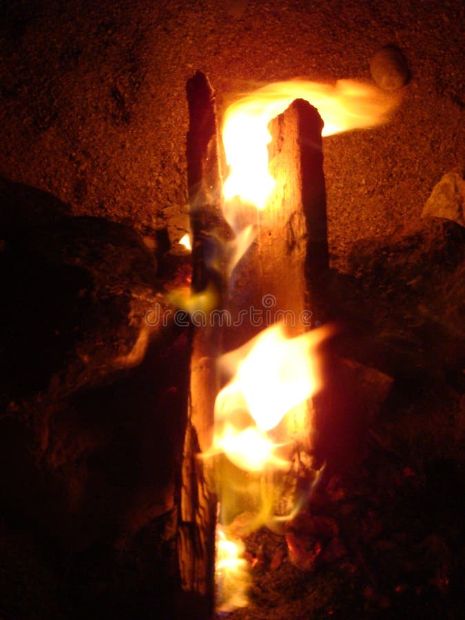 Dancing Flames from Small Fire Shooting by Night Amazing View Stock ...