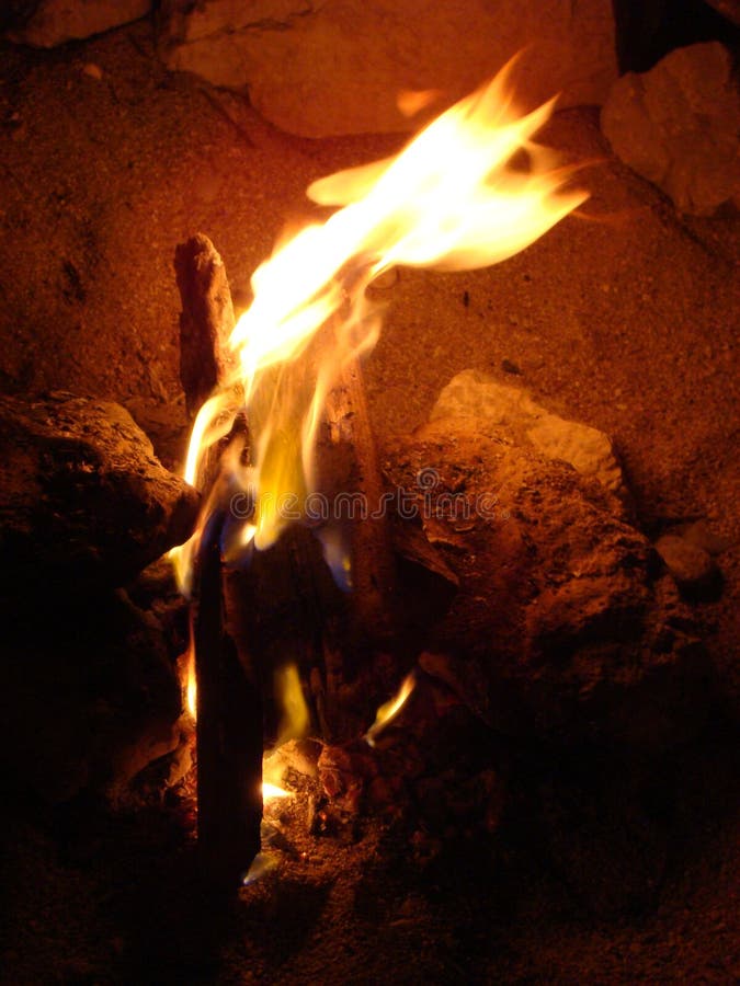 Dancing Flames from Small Fire Shooting by Night Amazing View Stock ...