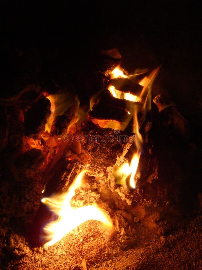 Dancing Flames from Small Fire Shooting by Night Amazing View Stock ...