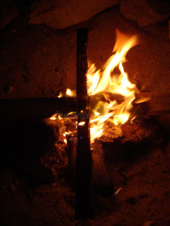 Dancing Flames from Small Fire Shooting by Night Amazing View Stock ...