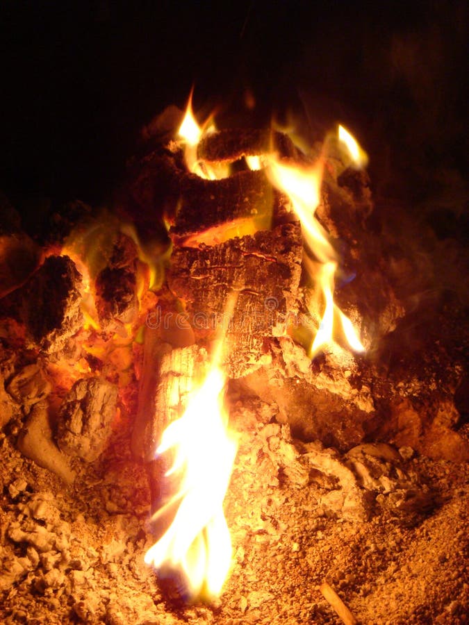Dancing Flames from Small Fire Shooting by Night Amazing View Stock ...