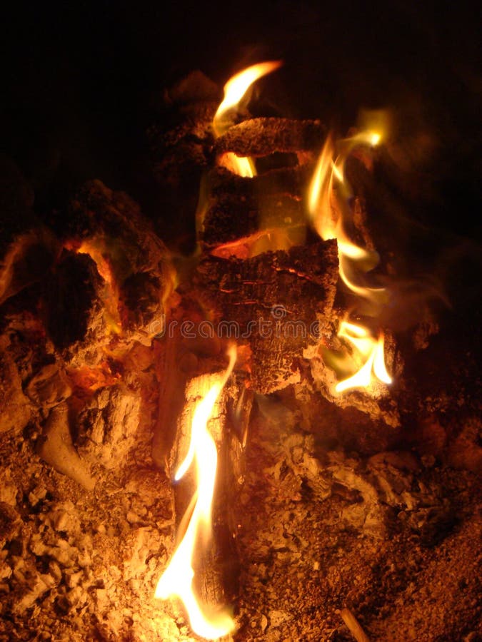 Dancing Flames from Small Fire Shooting by Night Amazing View Stock ...