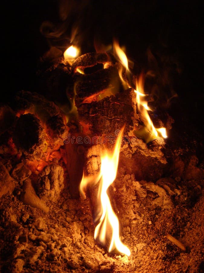 Dancing Flames from Small Fire Shooting by Night Amazing View Stock ...