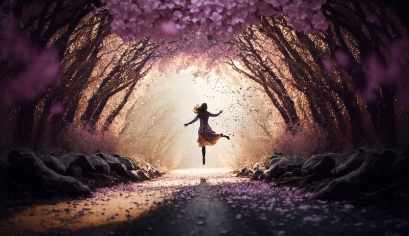 Dancing in the forest stock photo. Image of aiart, flowers - 272844912