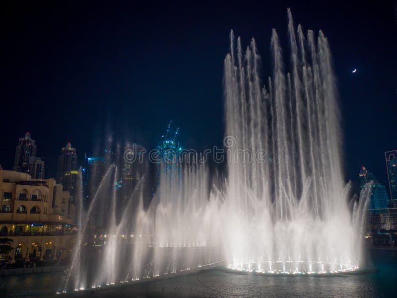 Dancing Fountain with Lighting in the City at Night. Editorial Stock ...