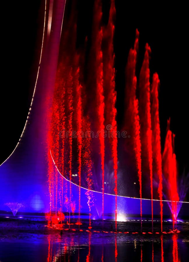 Dancing Fountain in the Park Stock Image - Image of evening, city ...