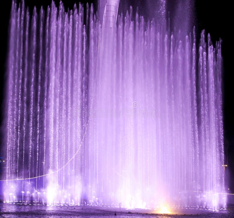 Dancing Fountain in the Park Stock Image - Image of holiday, night ...