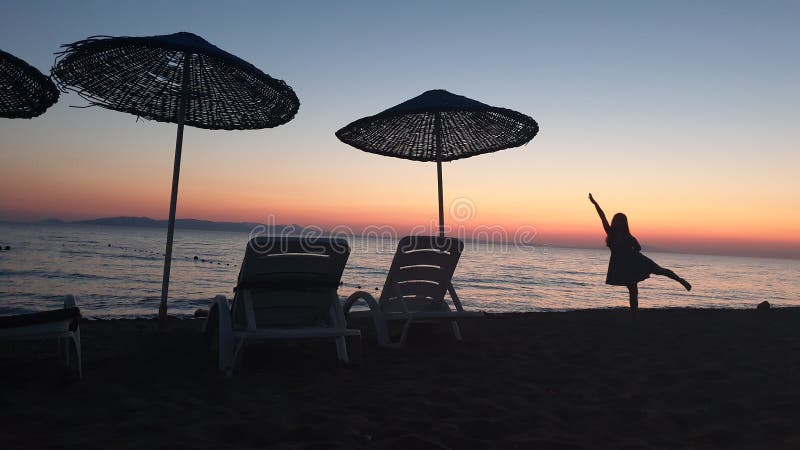 Dancing is Fun at the Beach Sunset Sea Stock Image - Image of dancing ...