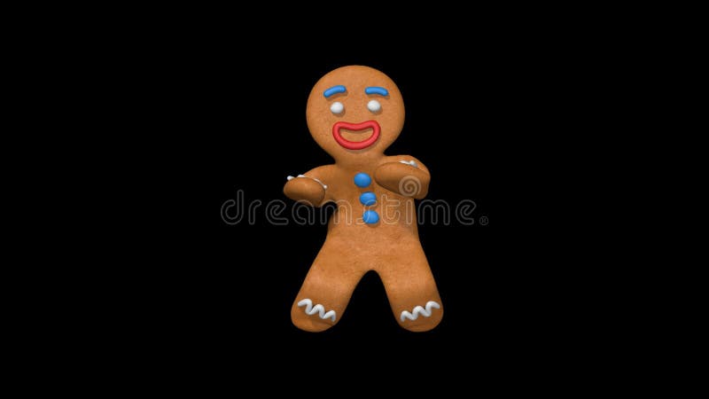 Dancing Gingerbread Man Isolated with Alpha Channel Stock Footage ...