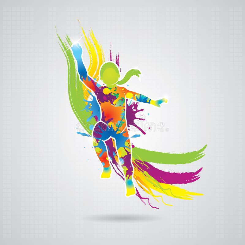 Dancing Colorful Girl Splash Paint Dance Stock Illustrations – 88 ...
