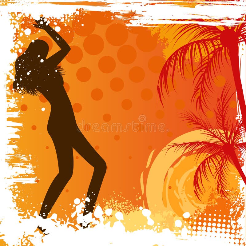 Grunge Background with Dancing People Stock Vector - Illustration of ...