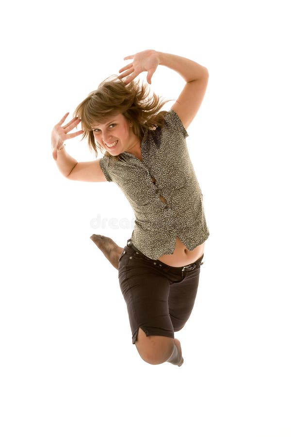 Dancing girl jumping stock photo. Image of cheerful, ecstatic - 4920944