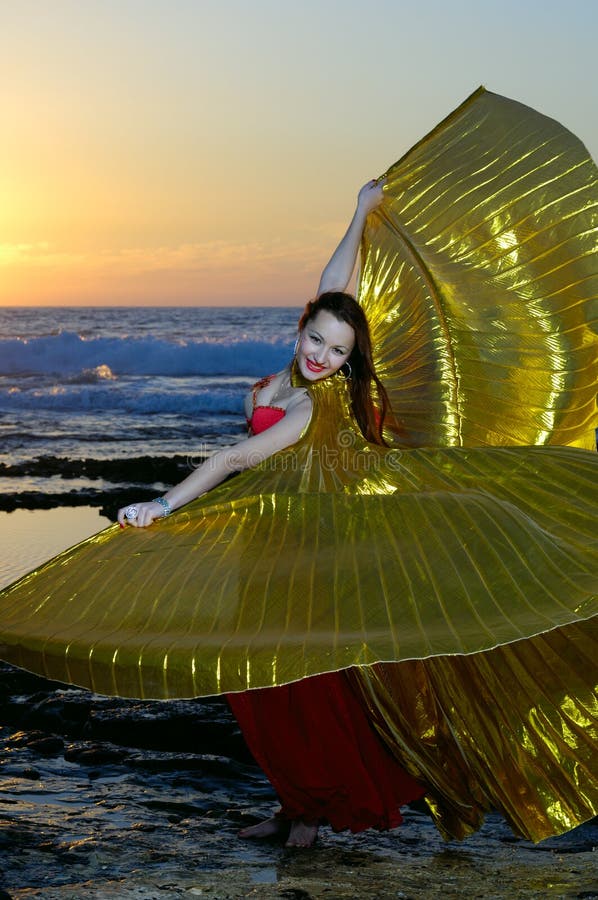 Dancing Girl on a Sea Coast Stock Image - Image of passion, plastic ...