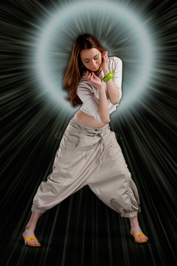 Dancing Girl Teenager in Lights Stock Photo - Image of beauty, action ...