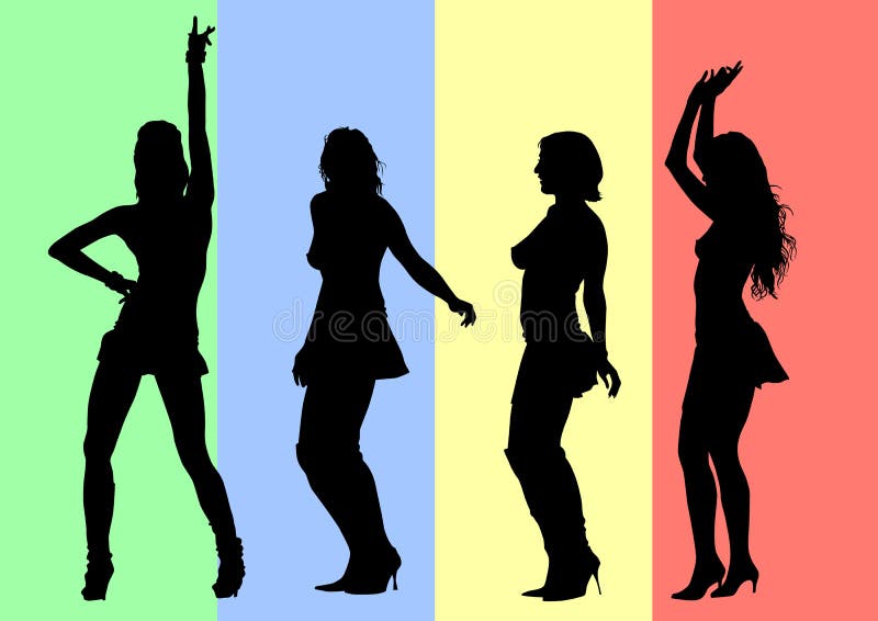 Dancing girls on color stock vector. Illustration of characters - 12380343