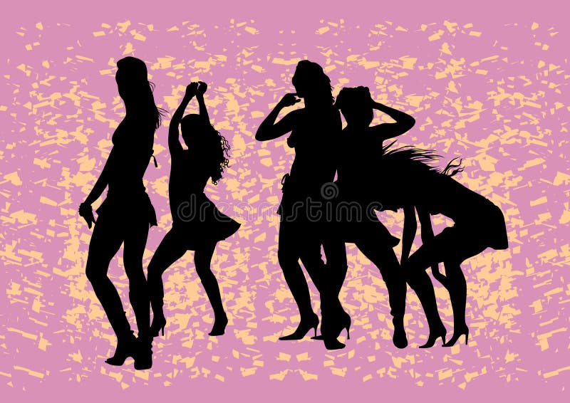 Dancing girls on red stock vector. Illustration of sensuality - 12370899