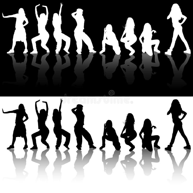 Dancing Girls Silhouettes stock vector. Illustration of clipart - 34452103