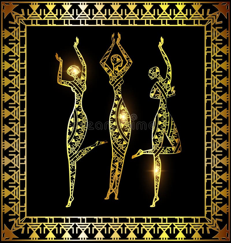 Dancing golden girls stock vector. Illustration of girl - 112649858