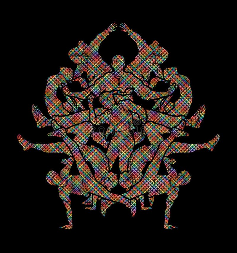 Dancing Group, Dancer Practice, Street Dance Graphic Vector Stock ...